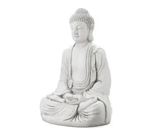 GLITZHOME 29.5'h Oversized Mgo White Meditating Buddha Statue - One-color