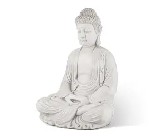 GLITZHOME 22.75'h Mgo White Meditating Buddha S Tatue - One-color
