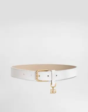 Dolce & Gabbana Calfskin Belt With Dg Logo - White