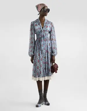 Dolce & Gabbana Flower Bouquets-print Chiffon Dress - Multicolor