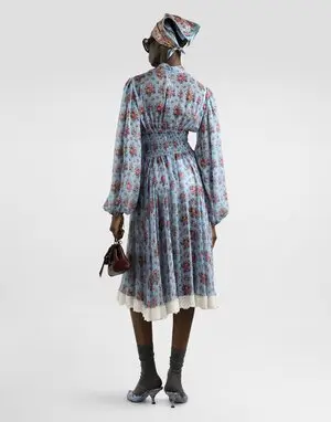 Dolce & Gabbana Flower Bouquets-print Chiffon Dress - Multicolor