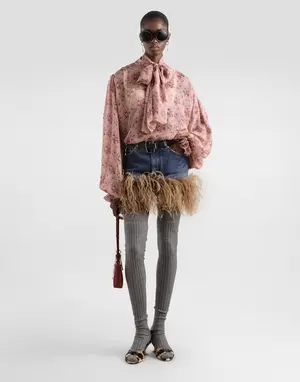 Dolce & Gabbana Denim Mini Skirt With Fringes