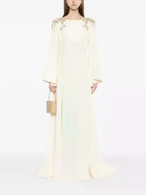 SAIID KOBEISY Embellished Crepe Kaftan - Neutrals