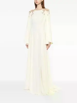 SAIID KOBEISY Embellished Crepe Kaftan - Neutrals