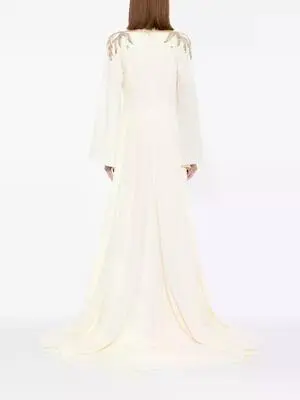SAIID KOBEISY Embellished Crepe Kaftan - Neutrals