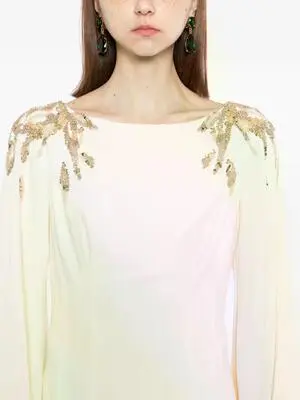 SAIID KOBEISY Embellished Crepe Kaftan - Neutrals