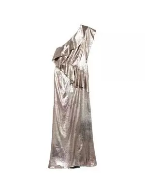 SAIID KOBEISY Embellished One-shoulder Lamé Dress