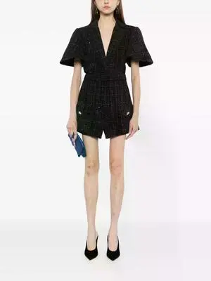 SAIID KOBEISY Tweed Short Jumpsuit - Black
