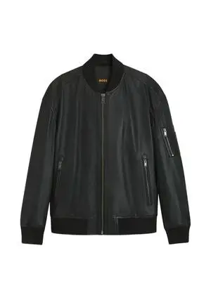 BOSS Zip-up Leather Bomber Jacket