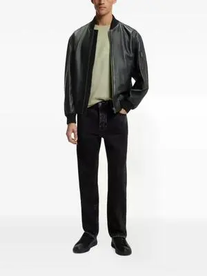 BOSS Zip-up Leather Bomber Jacket