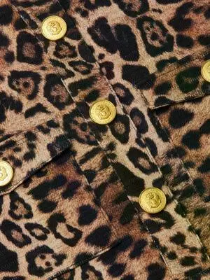 L'Agence Animal-print Jacket With Gold-tone Buttons - Brown