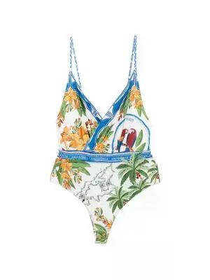Farm Rio Tropical-print One-piece Swimsuit - White