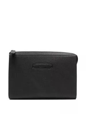 Brioni Embossed Zip Clutch - Black