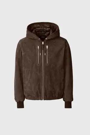 Mackage Sylas-su Suede Hooded Jacket - Umber