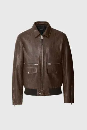 Mackage Leather Zip Jacket - Umber