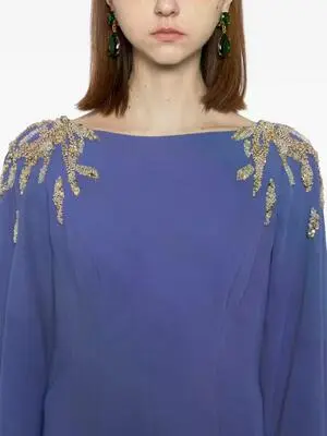 SAIID KOBEISY Embellished Crepe Kaftan - Blue
