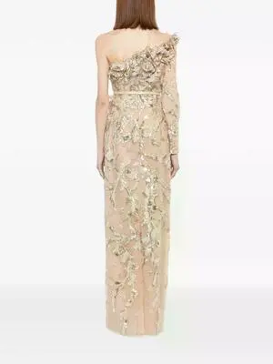 SAIID KOBEISY One-shoulder Embroidered Tulle Dress