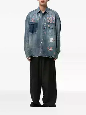 Mihara Yasuhiro Sticker-print Denim Shirt