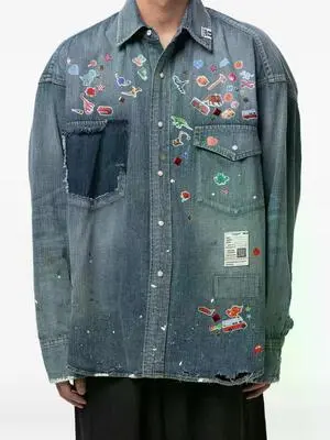 Mihara Yasuhiro Sticker-print Denim Shirt
