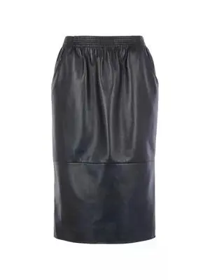Chloé Elasticated Leather Midi Skirt - Black