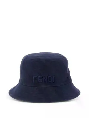 Fendi Reversible Bucket Hat With Logo Embroidery - Blue
