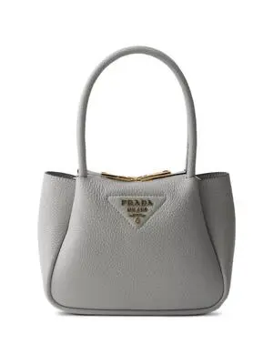 Prada Leather Tote Bag With Logo Detail