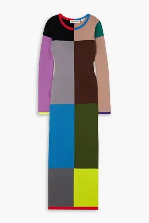 ZANKOV Lyndsey Colorblock Wool Midi Dress - Multicolor
