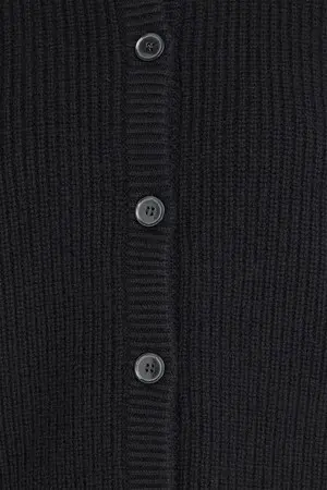 FRAME Ribbed Wool-blend Cardigan - Black