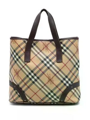 Burberry Haymarket Check Coated Canvas Tote Bag - Brown