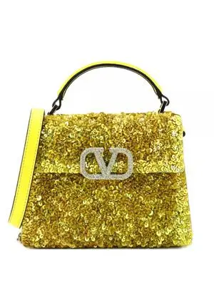 Valentino Garavani V Sling Top Handle Sequins Mini Satchel - Yellow