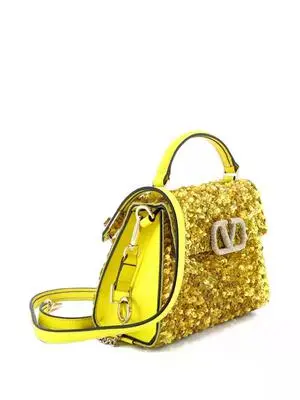 Valentino Garavani V Sling Top Handle Sequins Mini Satchel - Yellow
