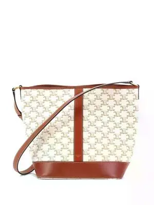 Celine Triomphe Coated Canvas Medium Bucket Bag - Neutrals