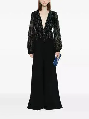 SAIID KOBEISY Crepe Beaded Jumpsuit