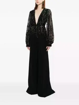SAIID KOBEISY Crepe Beaded Jumpsuit