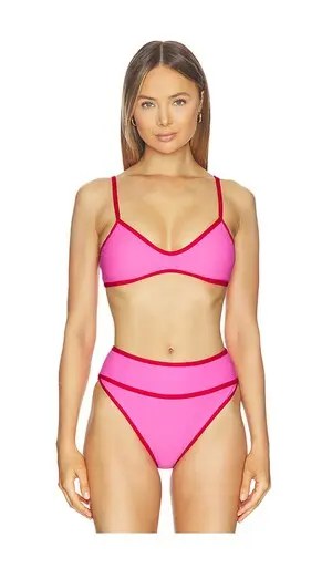 Beach Riot Leona Bikini Top - Electric Pink