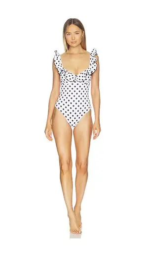Caroline Constas Anastasia One Piece - Ivory & Black Polka Dot