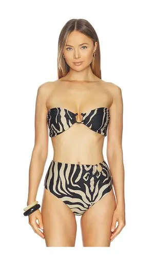 Johanna Ortiz Palms Seawaters Bikini Top - Black & Sand