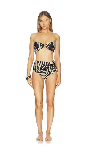 Johanna Ortiz Palms Taita Bikini Bottom - Black & Sand