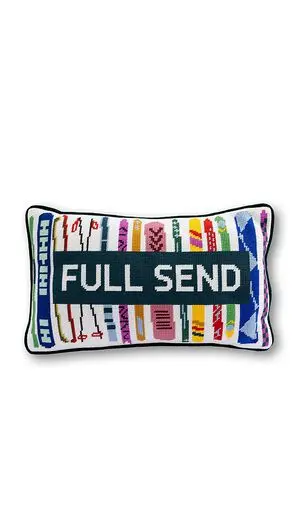 FURBISH Full Send Needlepoint Pillow In Black,pink