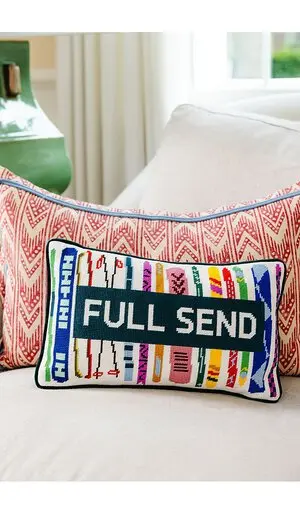 FURBISH Full Send Needlepoint Pillow In Black,pink