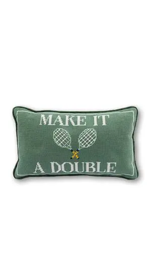 FURBISH Make It A Double Needlepoint Pillow In Green - N,a