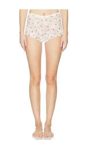 SKIMS Stretch Lace Triangle Cami And Short Set In Ivory - Ivory Cherry Print