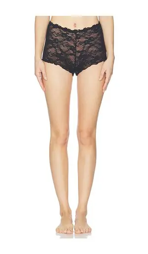 SKIMS Stretch Lace Triangle Cami And Short Set In Black - Soot