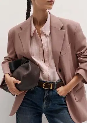 ME+EM Cheesecloth Trim Detail Blouse - Blush Pink