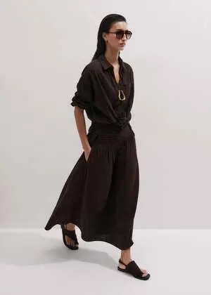 ME+EM Relaxed Cotton Maxi Skirt - Ganache Brown