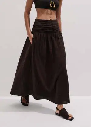 ME+EM Relaxed Cotton Maxi Skirt - Ganache Brown