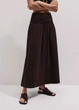 ME+EM Relaxed Cotton Maxi Skirt - Ganache Brown