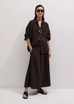 ME+EM Relaxed Cotton Maxi Skirt - Ganache Brown