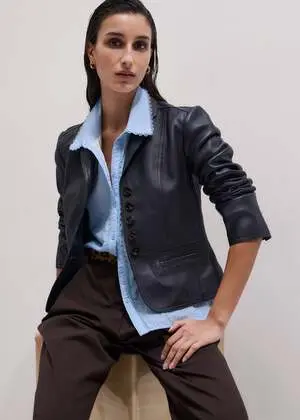 ME+EM Cheesecloth Trim Blouse - Chambray Blue