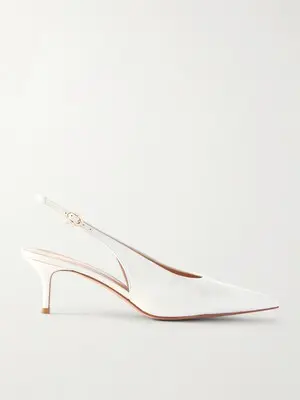 GIANVITO ROSSI Robbie 55 Polished-leather Slingback Pumps - Neutrals